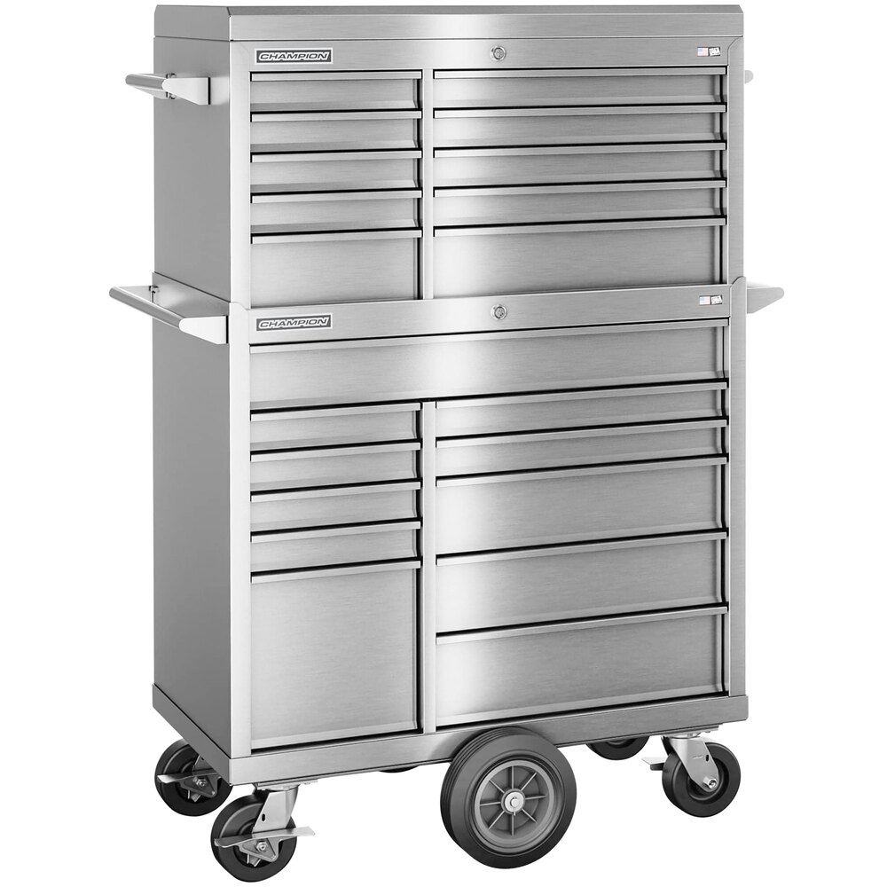 Champion Tool Storage FM Pro Series 20" x 41" Stainless Steel 21-Drawer ...