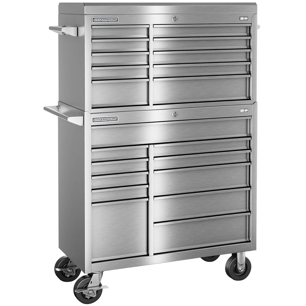 Champion Tool Storage FM Pro Series 20" x 41" Stainless Steel 21-Drawer ...