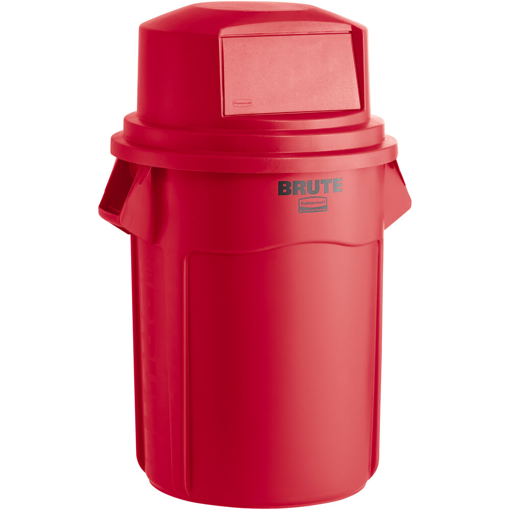 Rubbermaid® BRUTE 55 Gallon Red Trash Can with Red Round Dome Top