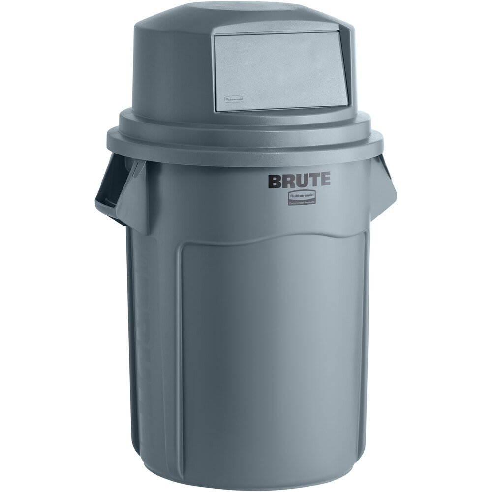 Rubbermaid® BRUTE 55 Gallon Gray Trash Can with Gray Round Dome Top