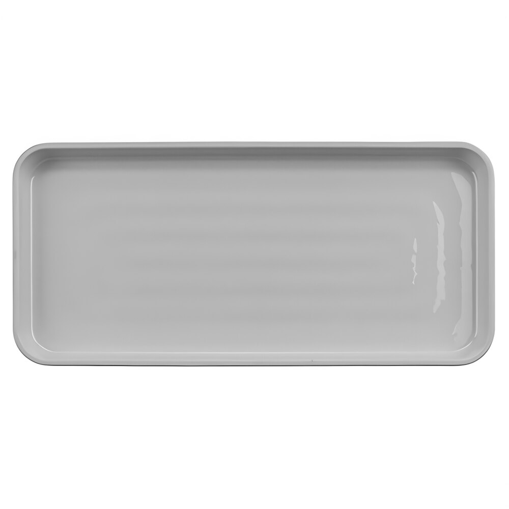 GET Roca Glazed 13" x 6" White Melamine Rectangular Plate - 12/Case