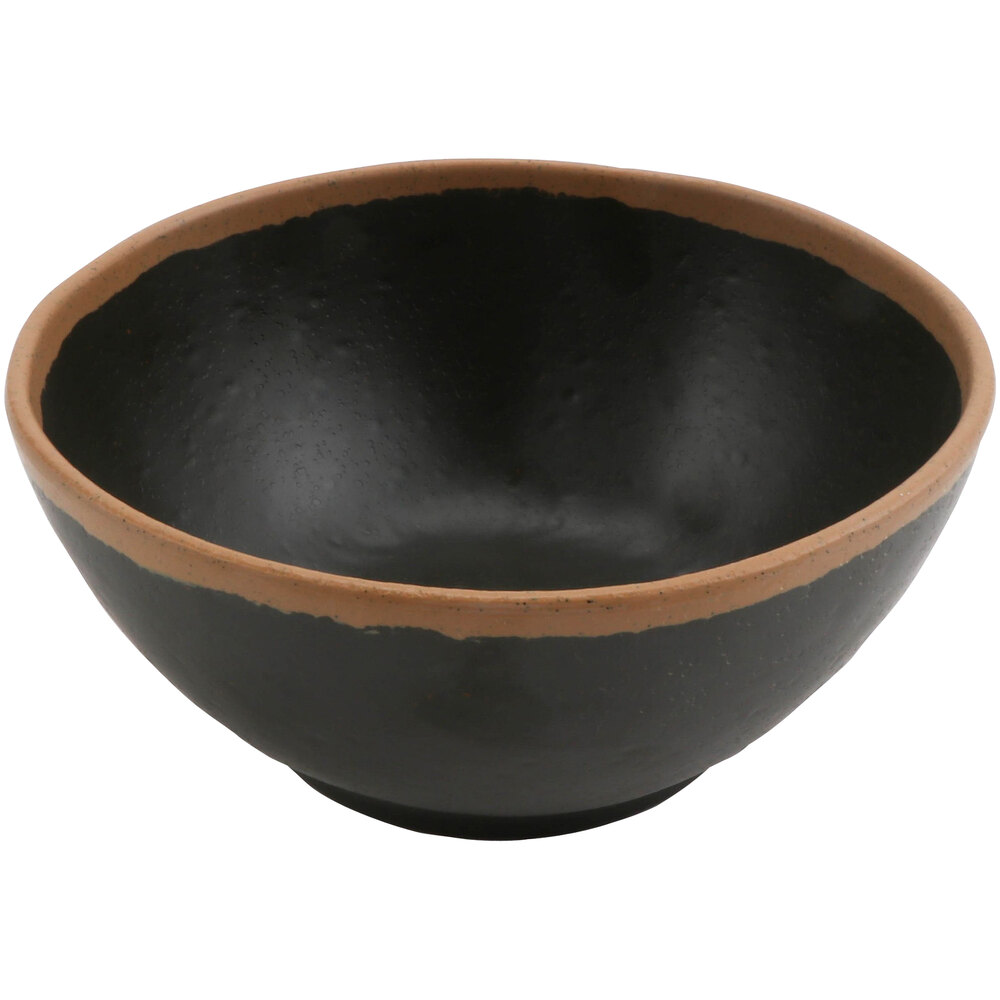 GET Pottery Market 20 oz. Glazed Brown Melamine Bowl with Clay Trim ...