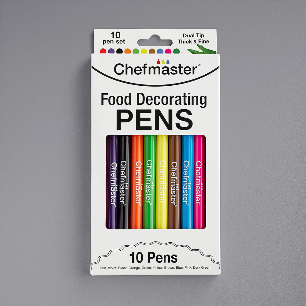 Chefmaster Dual-Tip 10 Color Food Decorating Pen Set - 10/Box