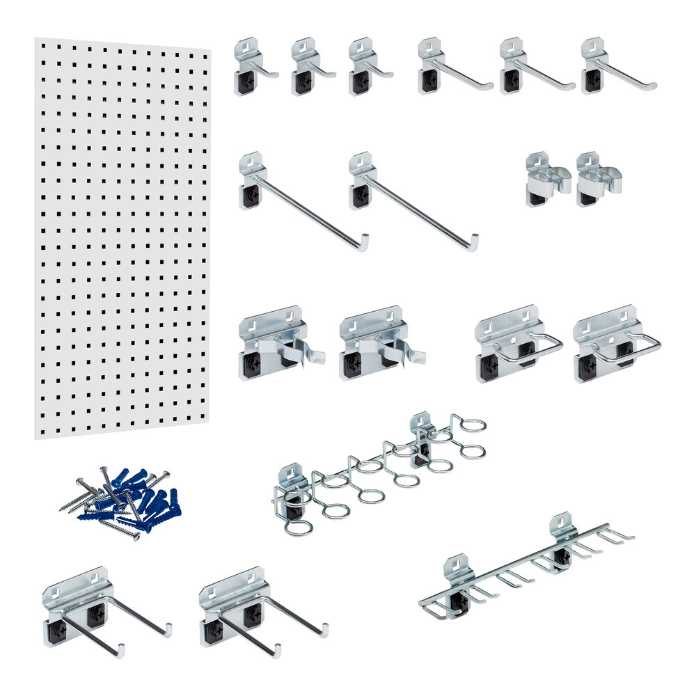 Triton Products 18" x 36" White Steel LocBoard with 18 Hooks