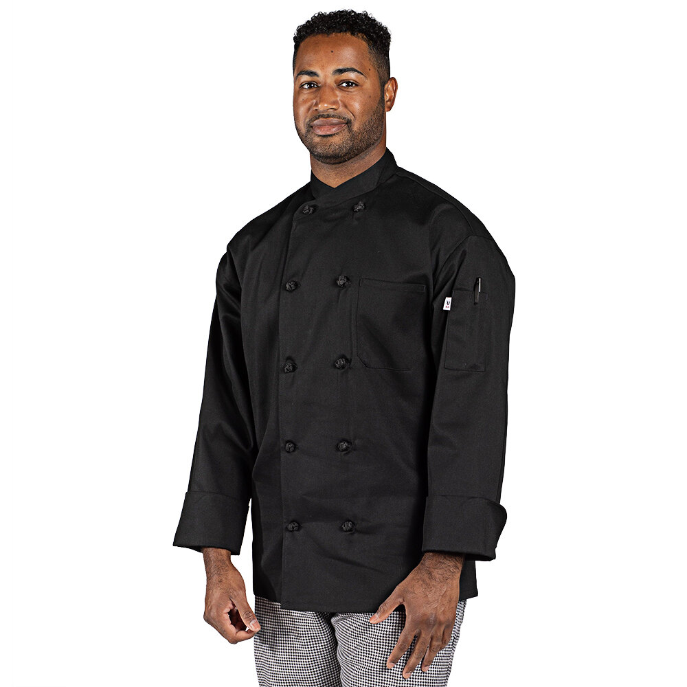 Uncommon Chef Soho Unisex Black Customizable Long Sleeve Chef Coat 0435 ...
