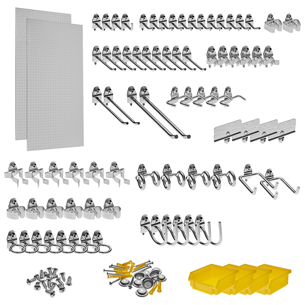 Triton Products 24" x 48" White DuraBoard with 79 Hooks and 4 Bins - 2/Pack