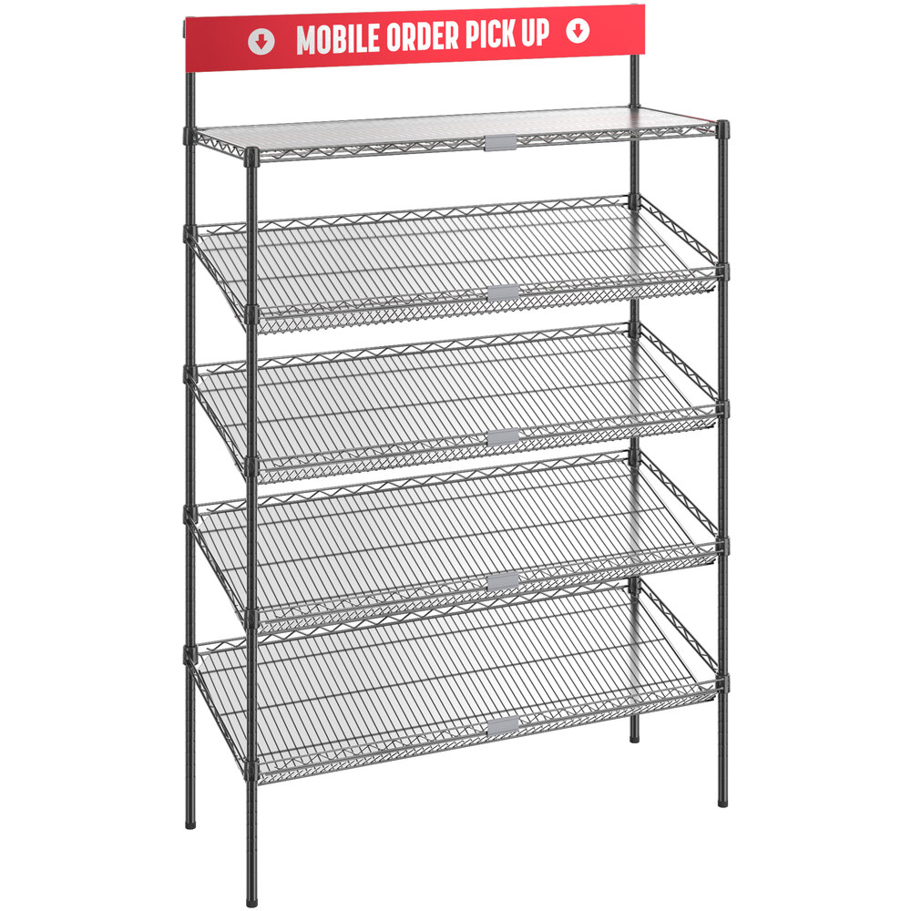 Regency NSF Black Epoxy Take-Out Shelving Station with 1 Shelf and 4 ...