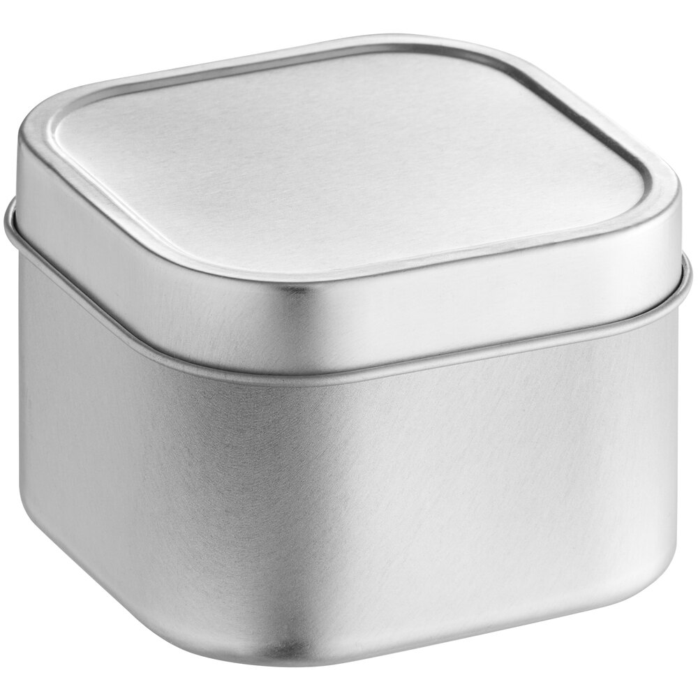 2 15/16" x 2 15/16" x 1 15/16" Silver Square Tin with Slip Cover - 840/Case