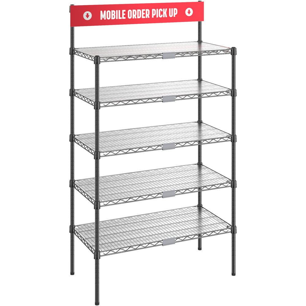 TAKE-OUT STATION 18X36 W/ 64" POST BLACK EPOXY 5 SHELF