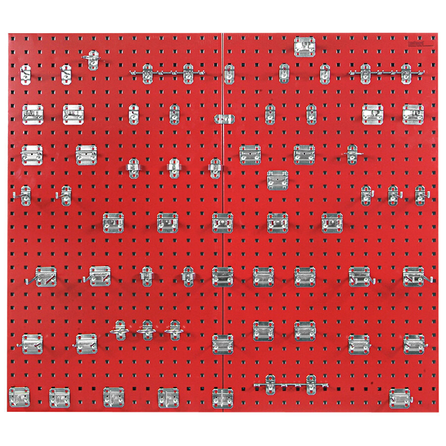 Triton Products 24" x 42 1/2" Red Steel LocBoard with 63 Hooks - 2/Pack