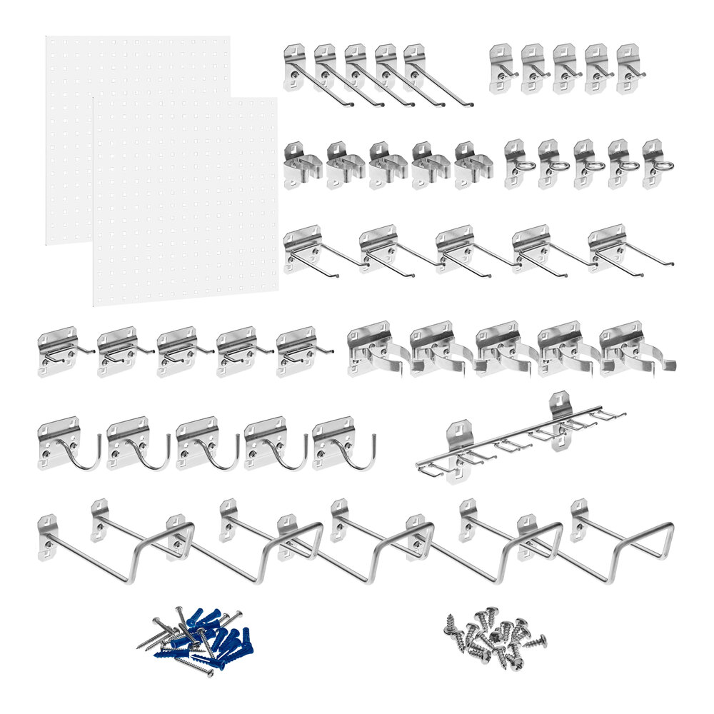 Triton Products 24" x 24" White Steel LocBoard with 46 Hooks - 2/Pack