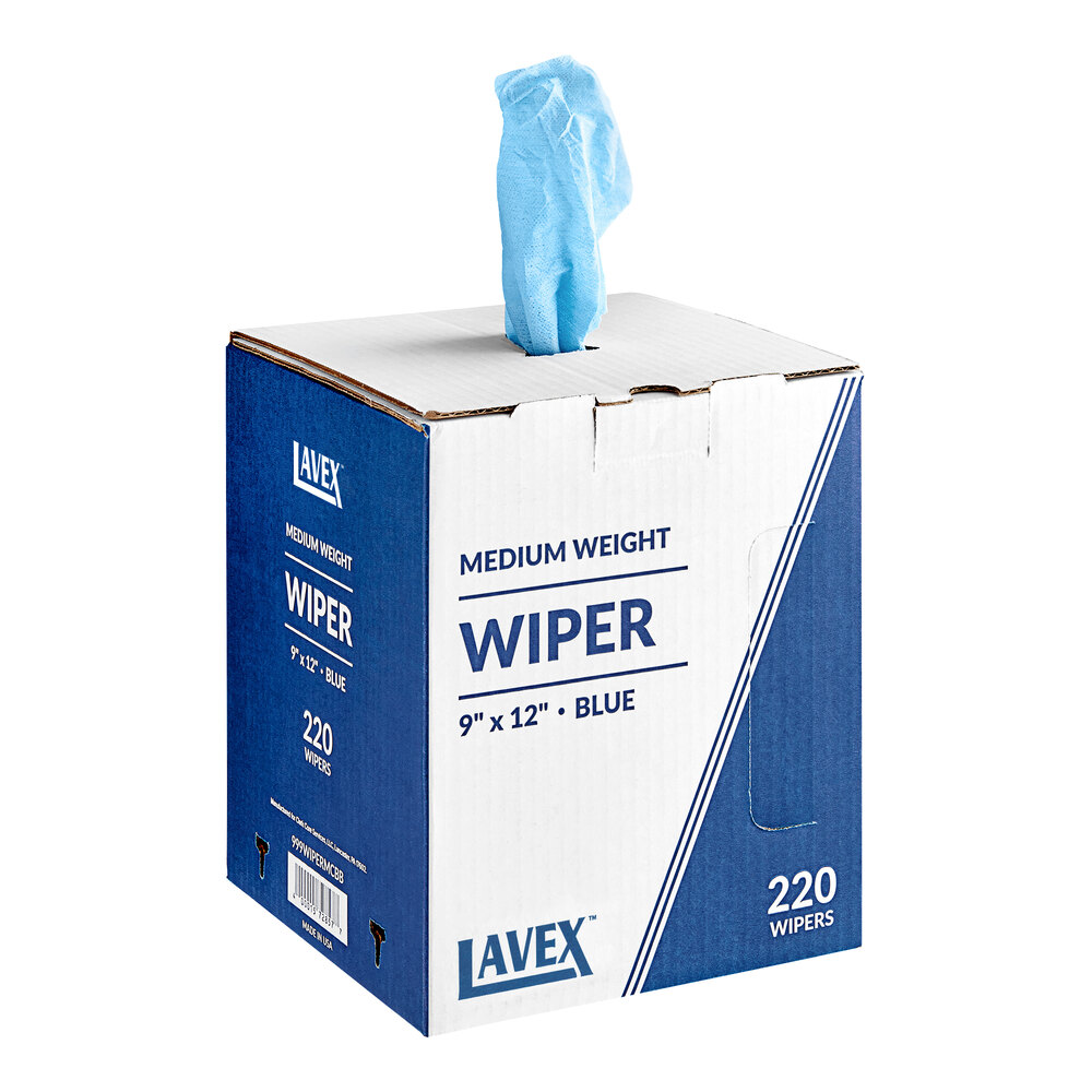 Lavex 9" x 12" Blue Medium Weight Industrial Wiper with Center Pull Pop ...