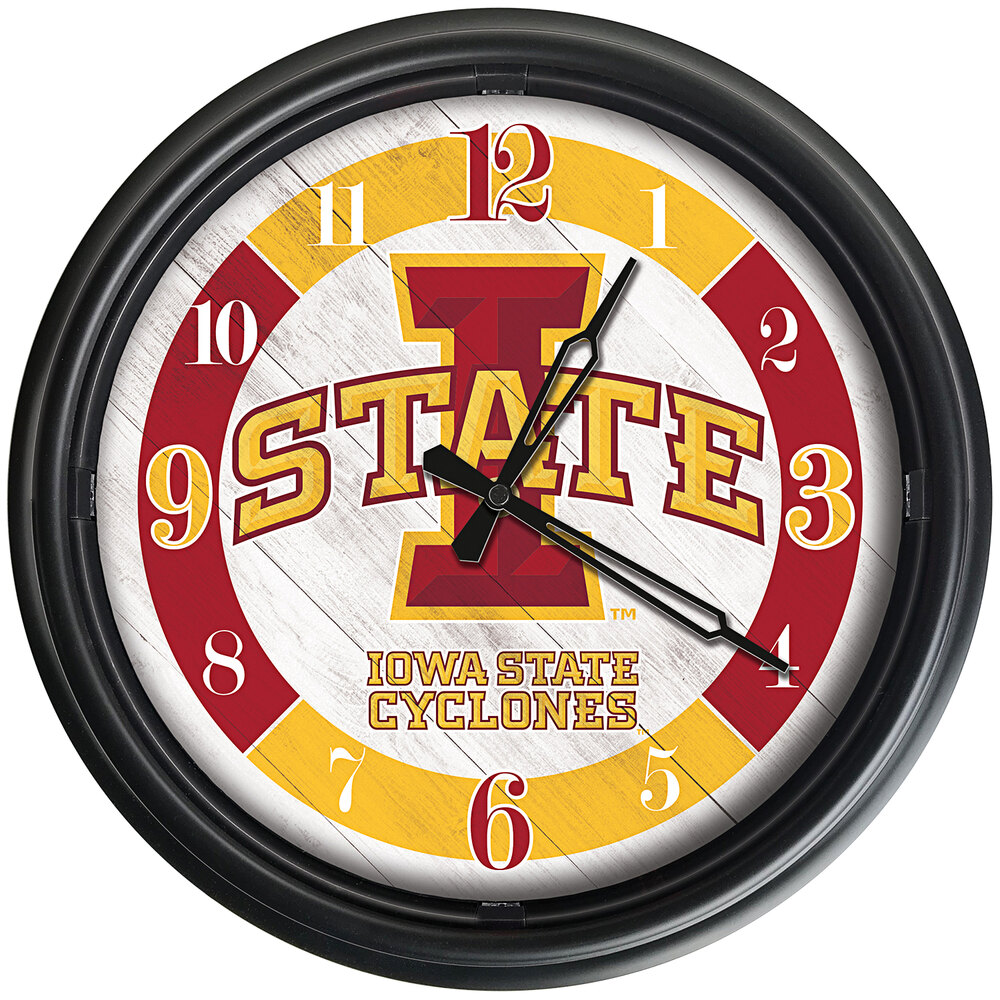 Holland Bar Stool 14" Iowa State University Indoor / Outdoor LED Wall Clock