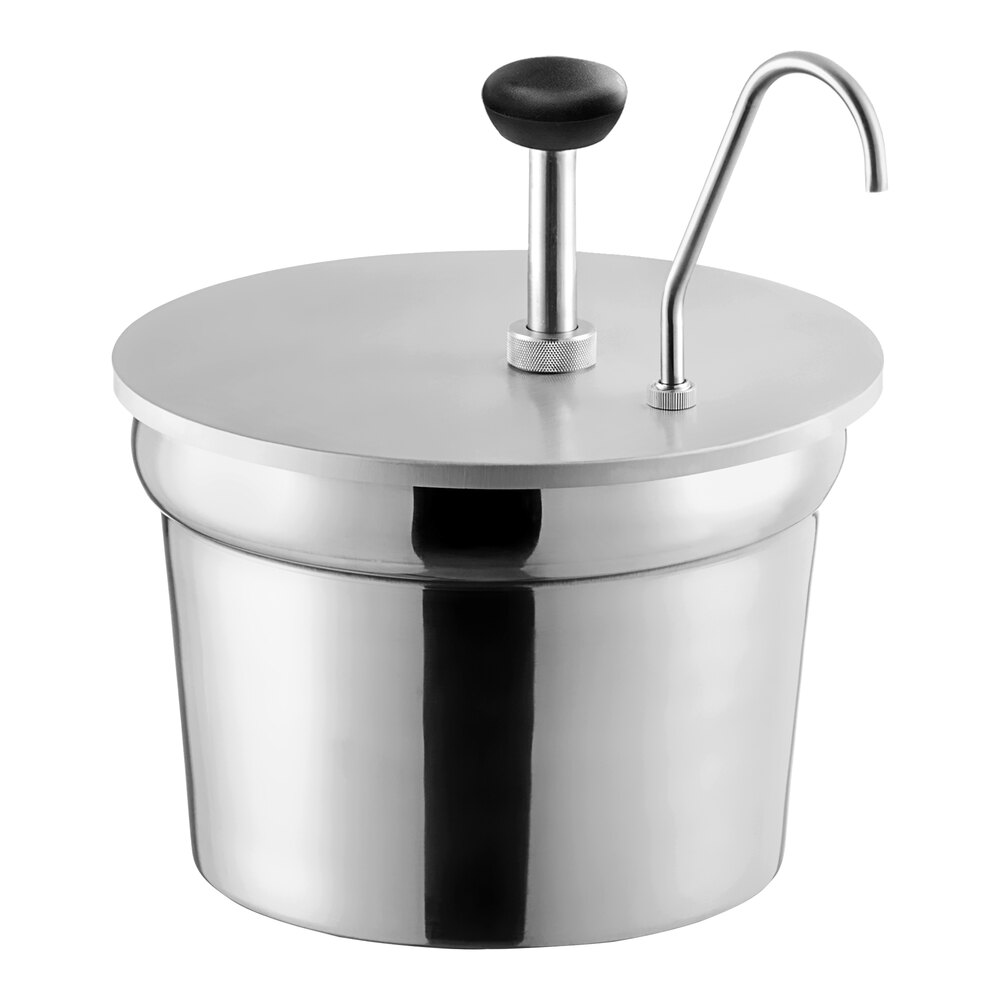 ServSense 0.6 fl. oz. Stainless Steel Inset Pump Dispenser with 11 Qt ...