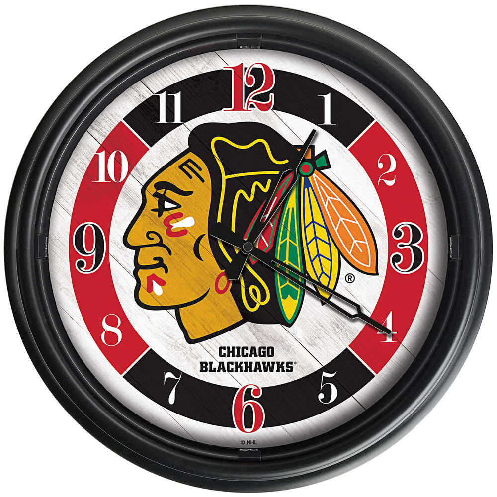 Holland Bar Stool 14" Chicago Blackhawks Indoor / Outdoor LED Wall Clock