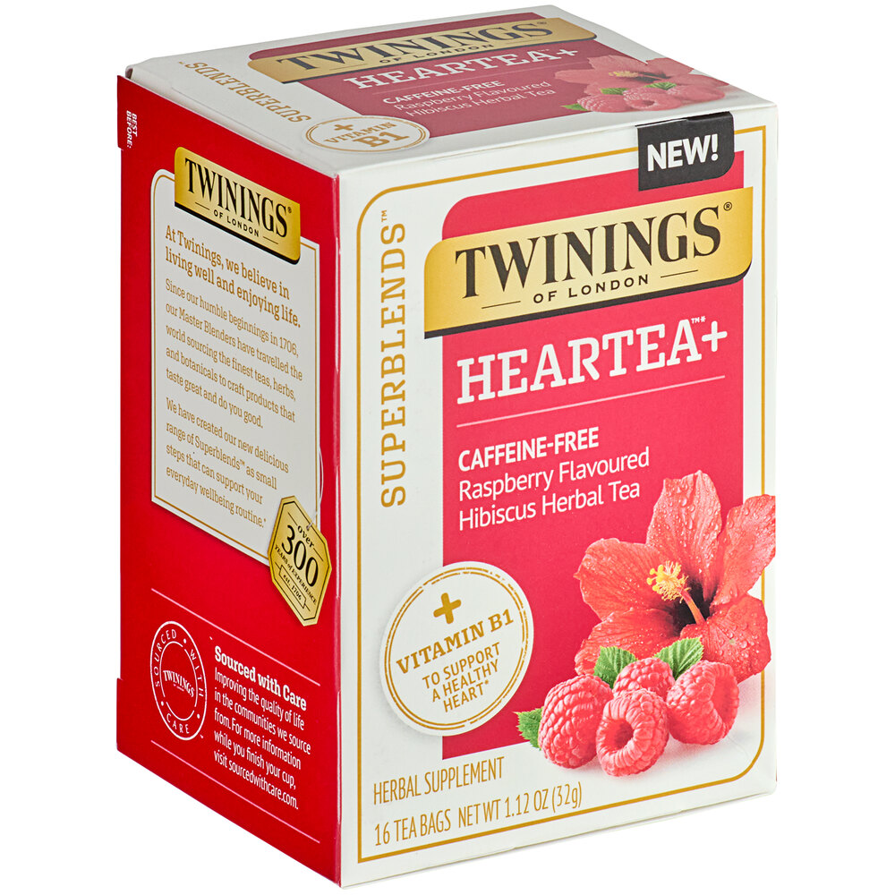 Twinings Superblends Heartea+ Raspberry Hibiscus Herbal Tea Bags - 16/Box