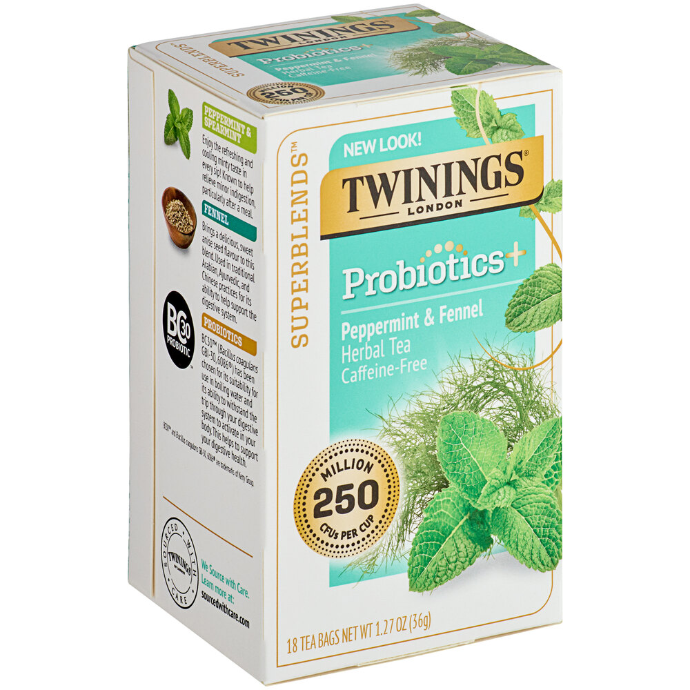Twinings Probiotics Peppermint & Fennel Herbal Tea Bags - 18/Box