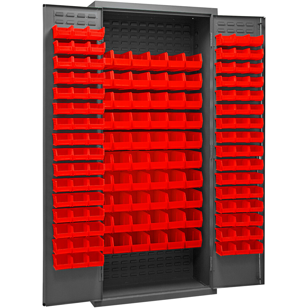 Durham Mfg 36" x 18" x 84" Storage Cabinet with 156 Red Bins 2603-156B-1795