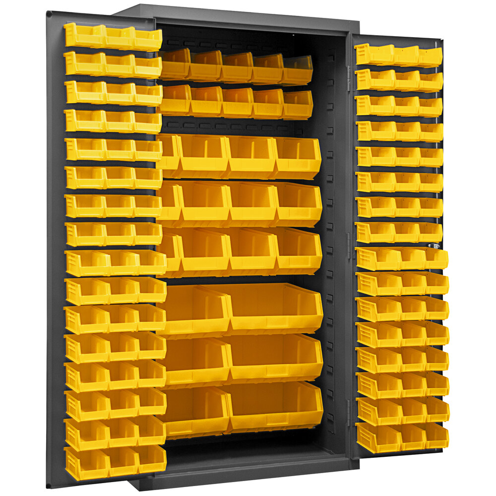 Durham Mfg 36" x 24" x 72" Storage Cabinet with 126 Yellow Bins 2501 ...