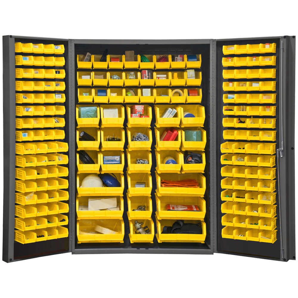 Durham Mfg 48" x 24" x 72" Storage Cabinet with 176 Yellow Bins DC48-176-95