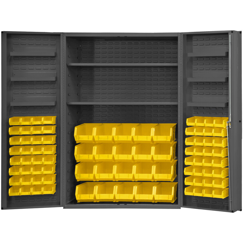 Durham Mfg 48" x 24" x 72" 8-Shelf Storage Cabinet with 84 Yellow Bins ...