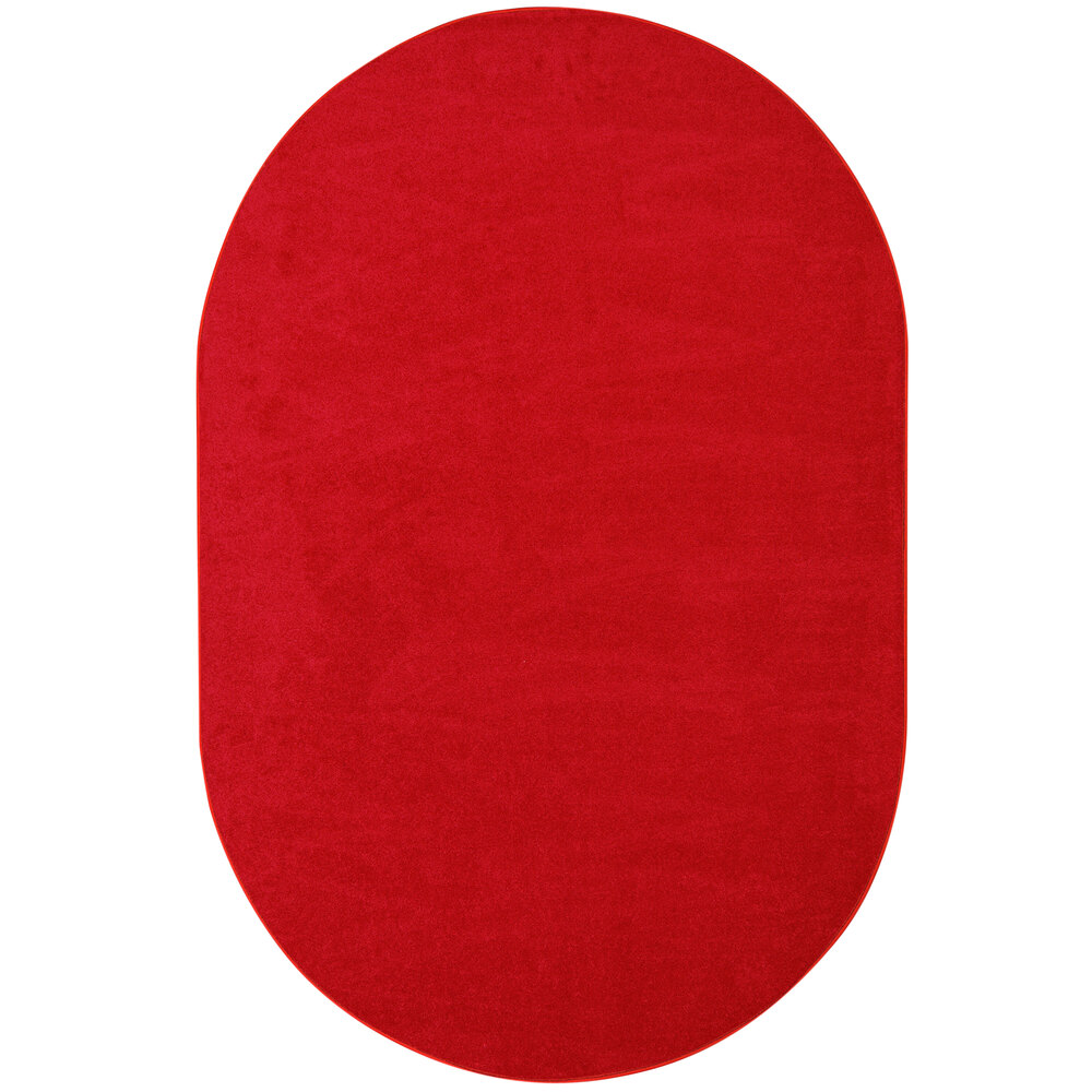 Joy Carpets Kid Essentials Endurance 6' x 9' Red Oval Area Rug