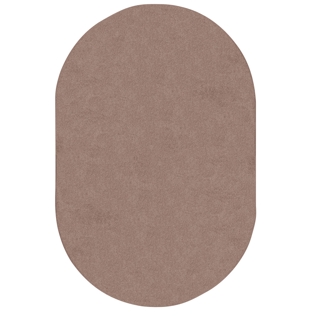 Joy Carpets Kid Essentials Endurance 7' 6" x 12' Taupe Oval Area Rug