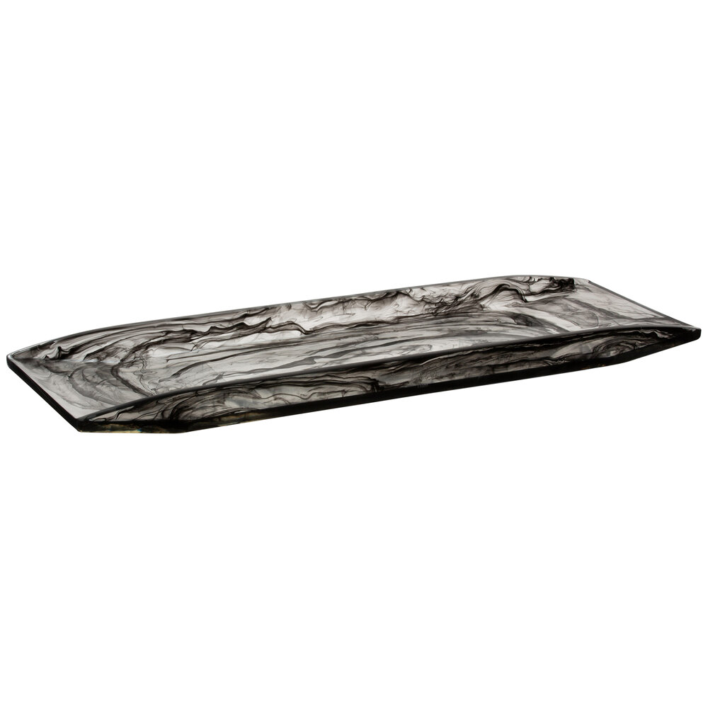 Bon Chef 23 1/4" x 7 3/4" Rectangular Smoke Resin Platter