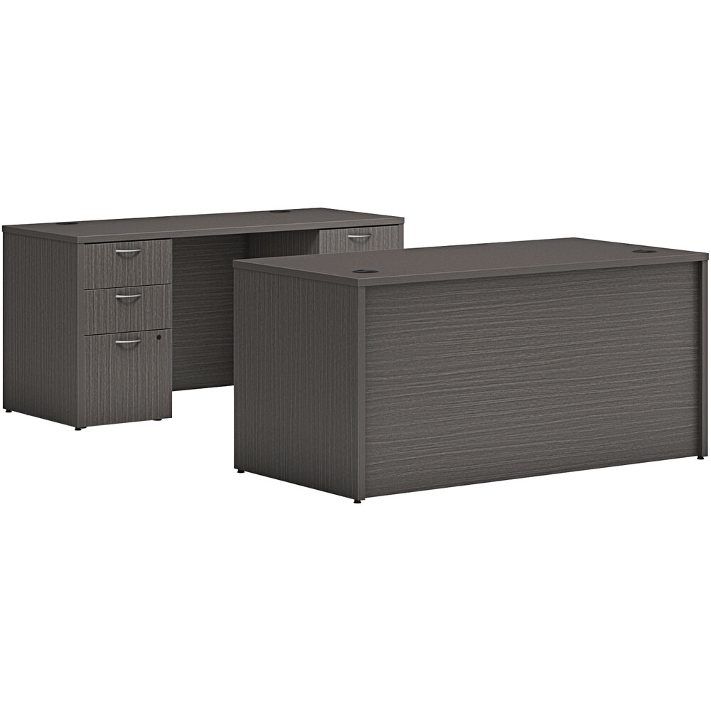 Hon Mod 60" x 90" Slate Teak Laminate Executive Workstation with ...