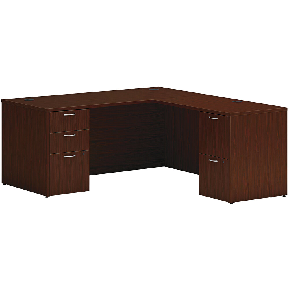 Hon Mod 66" Traditional Mahogany Laminate L-Station Desk with 2 Storage ...