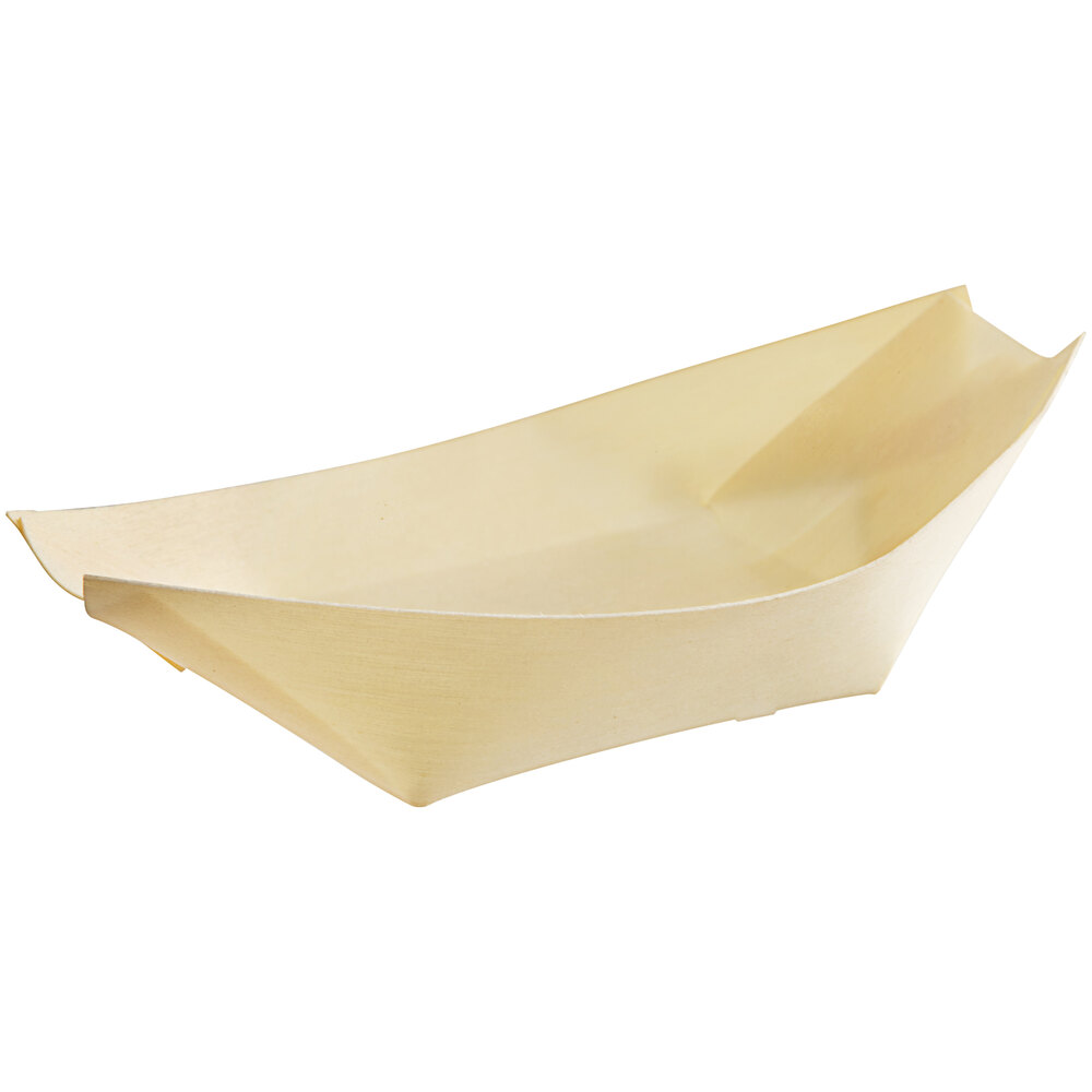 EcoChoice 3" Disposable Wooden Food Boat - 100/Pack