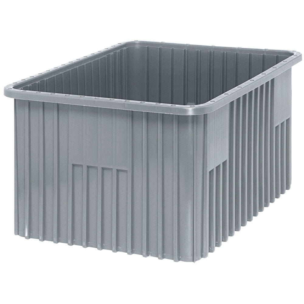Quantum 22 1/2" x 17 1/2" x 12" Heavy-Duty Gray Dividable Container ...