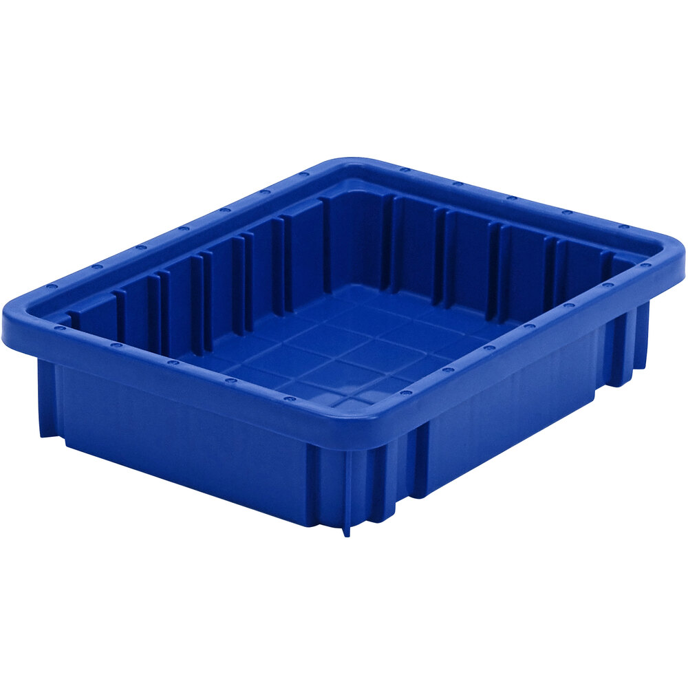 Quantum 10 7/8" x 8 1/4" x 2 1/2" Heavy-Duty Blue Dividable Container ...