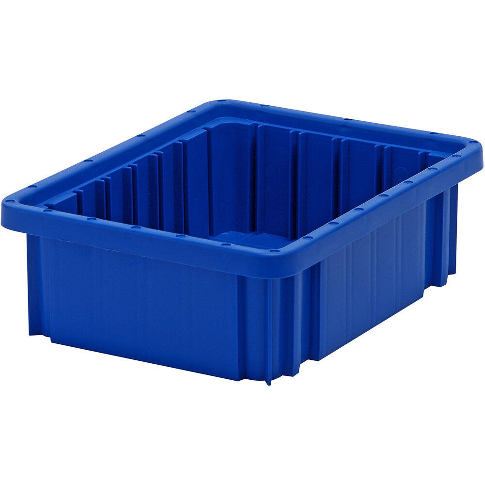 Quantum 10 7/8" x 8 1/4" x 3 1/2" Heavy-Duty Blue Dividable Container ...