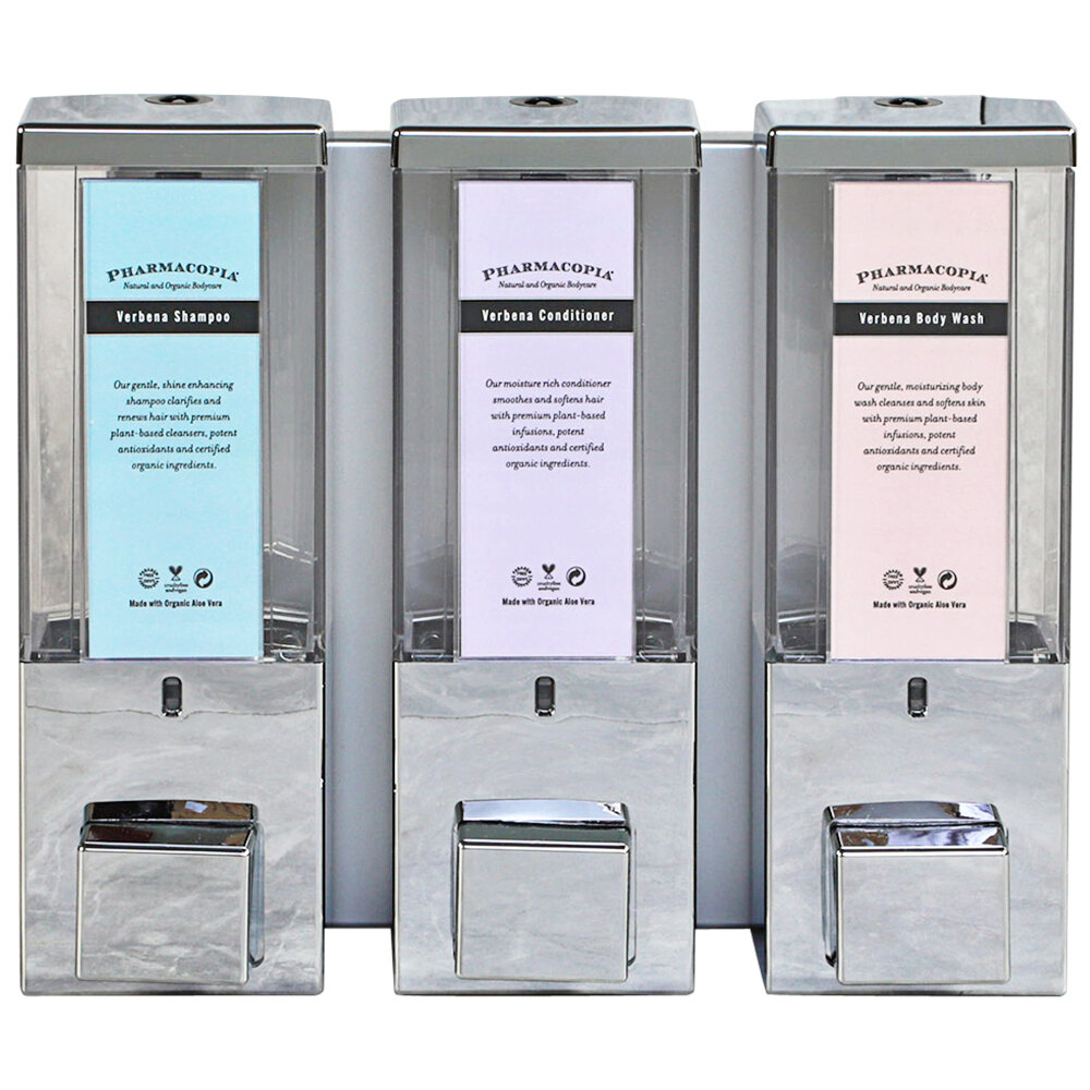 Dispenser Amenities iQon 39 oz. Chrome Wall Mounted 3-Chamber Locking ...