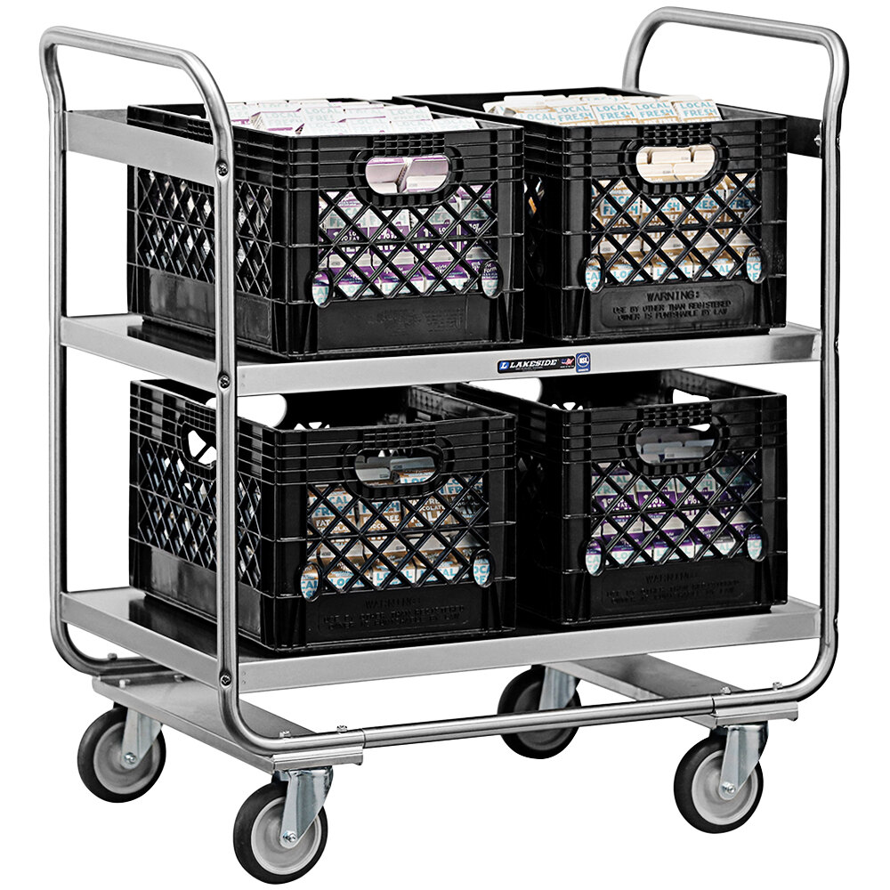 Lakeside 2446 36" x 23" x 40 5/8" 2-Shelf Stainless Steel Milk Crate ...