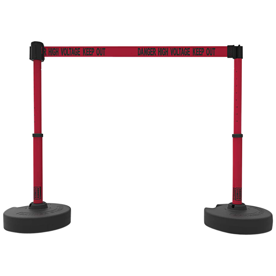 Banner Stakes PLUS Red "Danger High Voltage Keep Out" Retractable ...