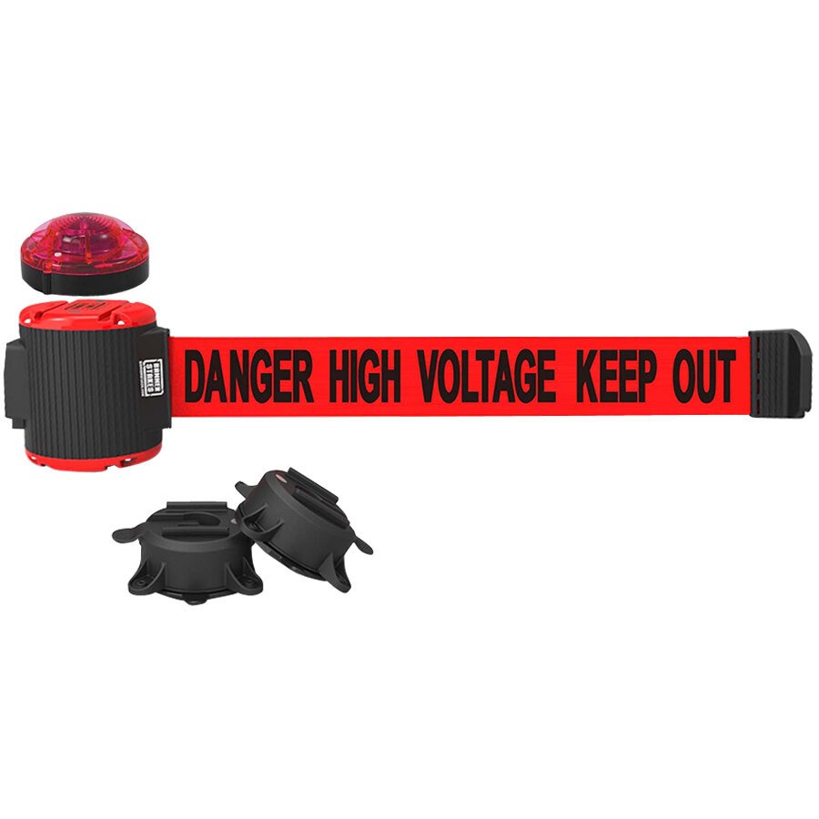 Banner Stakes 30' Red "Danger High Voltage Keep Out" Magnetic Wall ...
