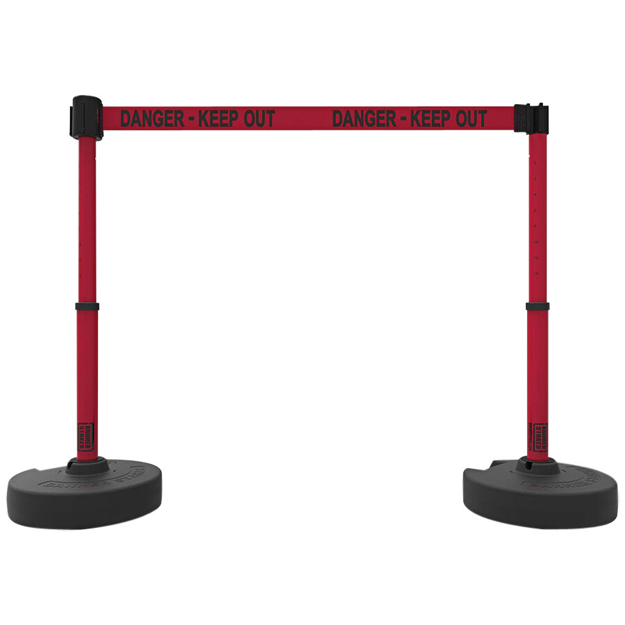 Banner Stakes PLUS Red "Danger - Keep Out" Retractable Barrier Set ...