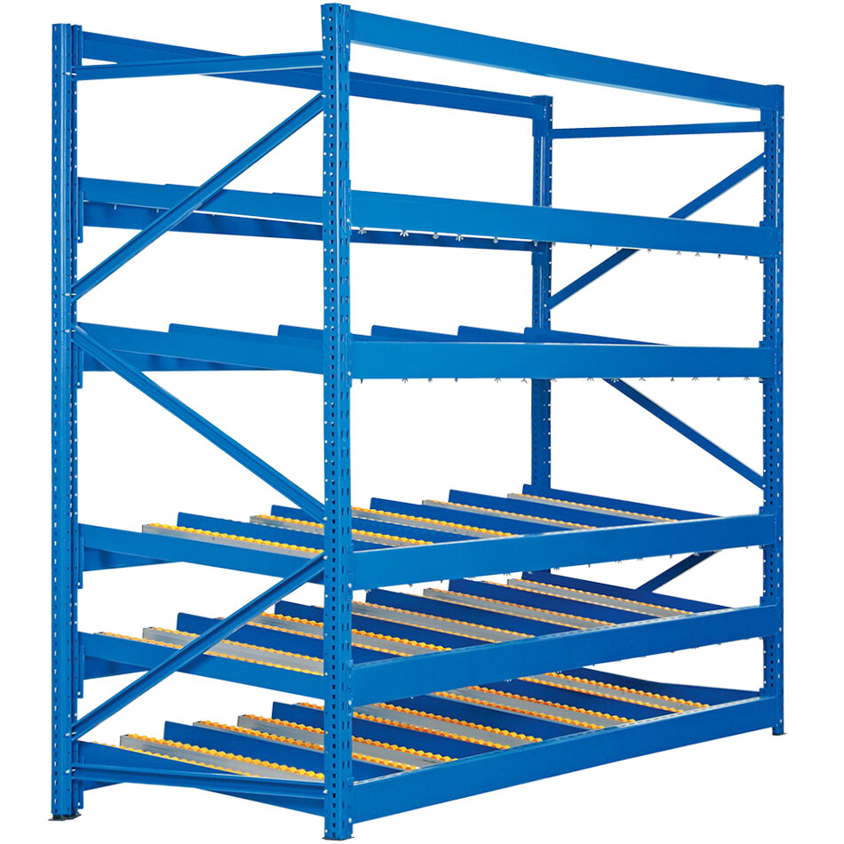 Vestil 36" x 96" x 84" Blue Steel 5-Level Carton Rack with Gravity ...