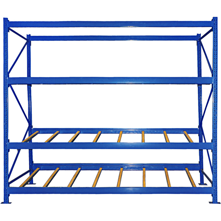 Vestil 48" x 96" x 84" Blue Steel 3-Level Carton Rack with Gravity ...