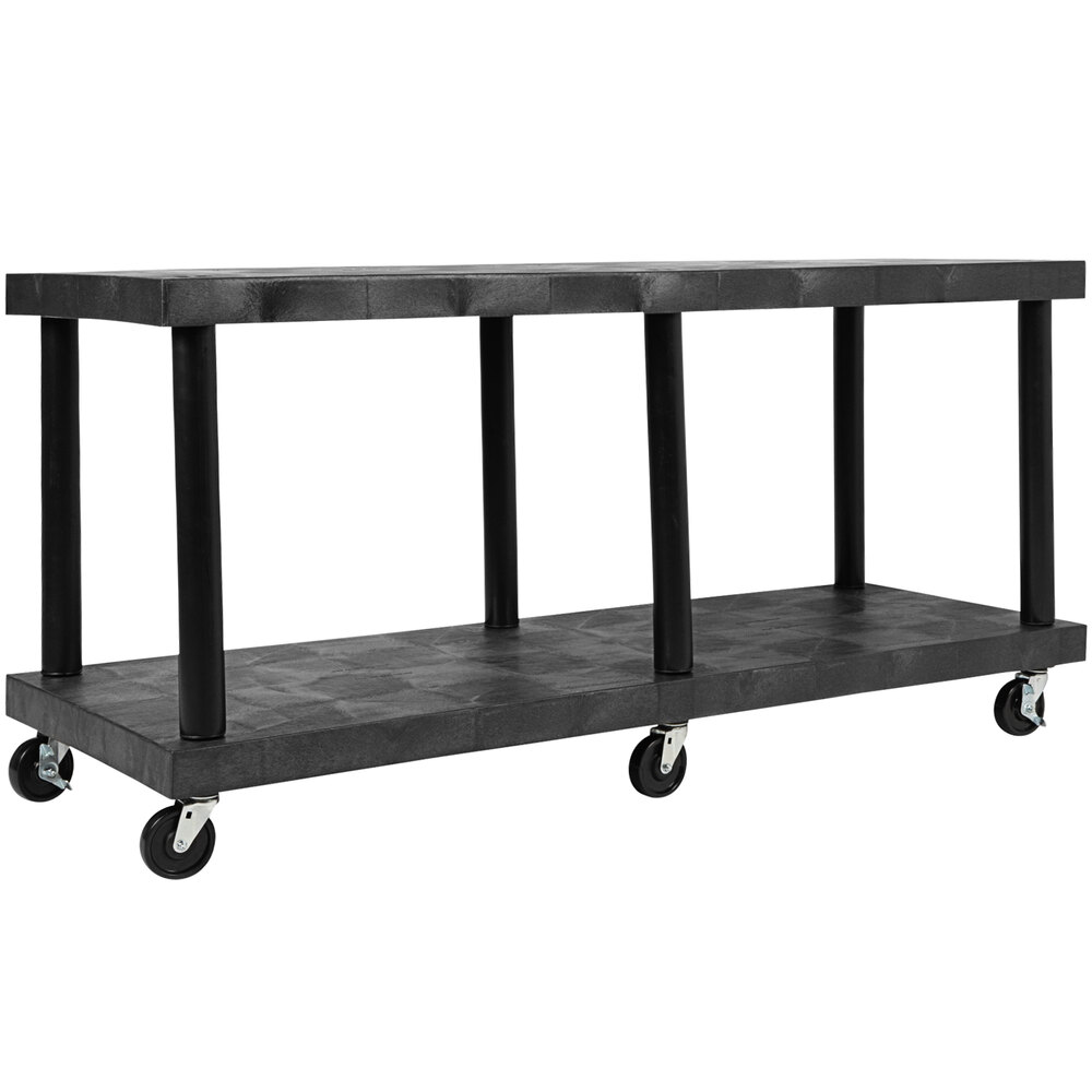 SPC Industrial Modular-Kart 66" x 24" x 32" Plastic Solid Top 2-Shelf ...