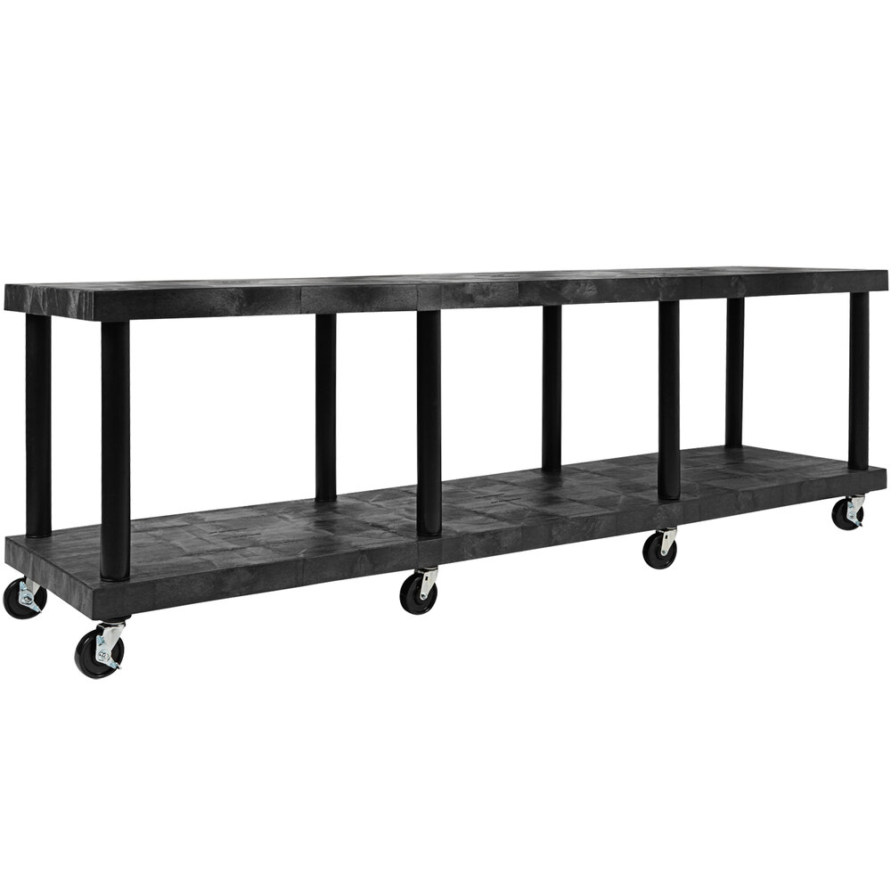 SPC Industrial Modular-Kart 96" x 24" x 32" Plastic Solid Top 2-Shelf ...