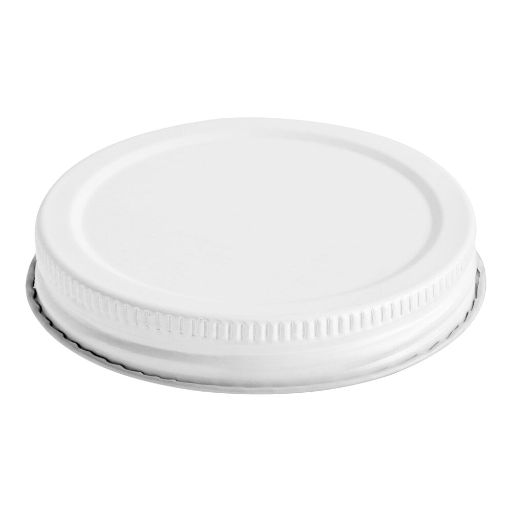 63/400 White Metal Lid with Plastisol Liner - 1,300/Case