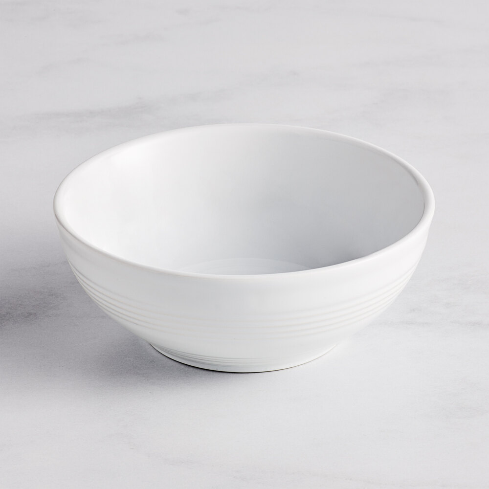 Acopa Capri 13 oz. Coconut White Stoneware Nappie Bowl - Sample