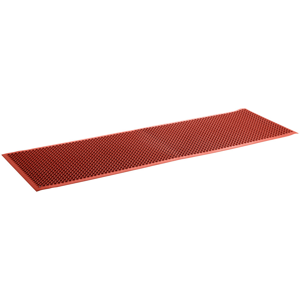 Choice 3' x 10' Red Rubber Grease-Resistant Anti-Fatigue Floor Mat with ...