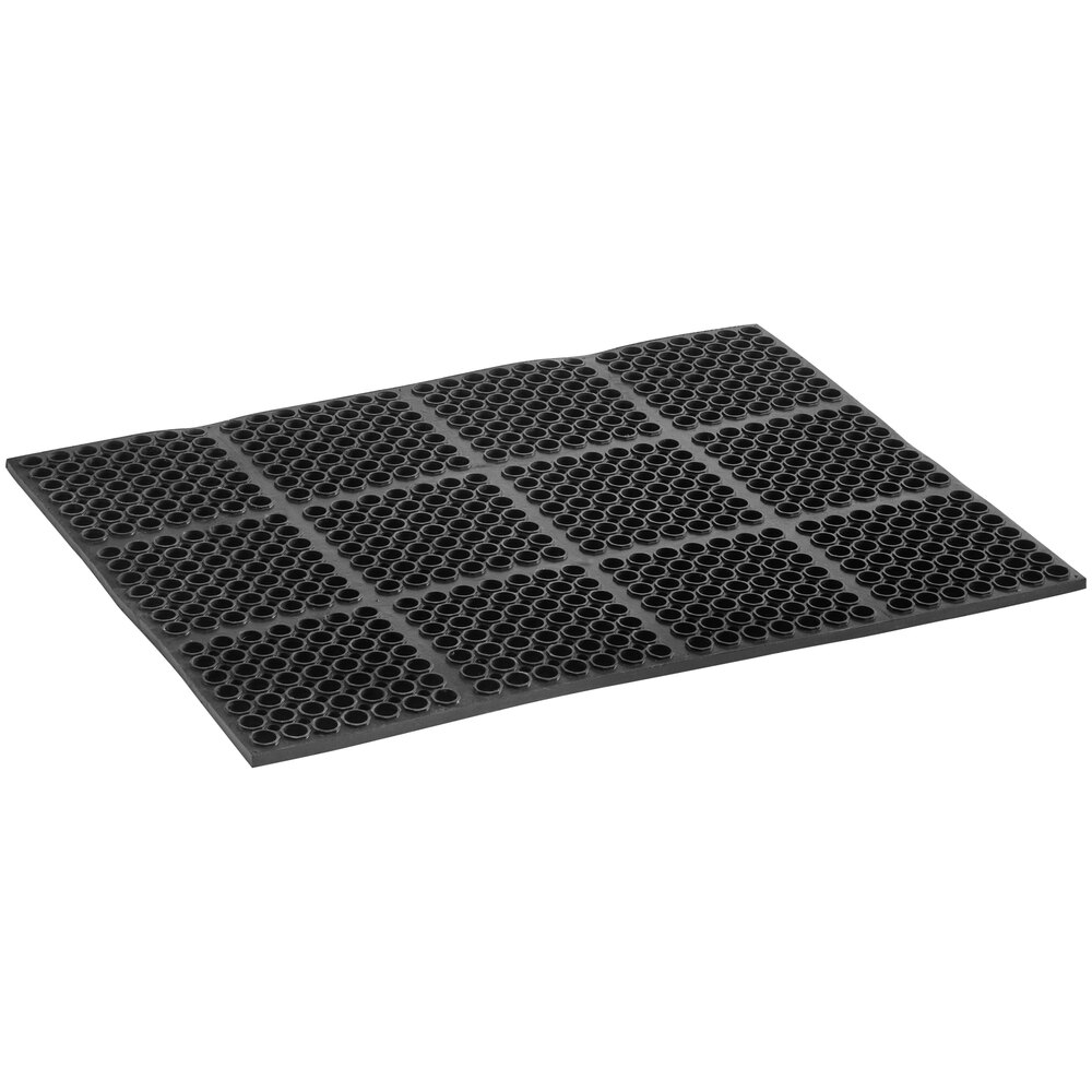 Choice 29" x 39" Black Rubber Straight Edge Anti-Fatigue Floor Mat - 7/ ...
