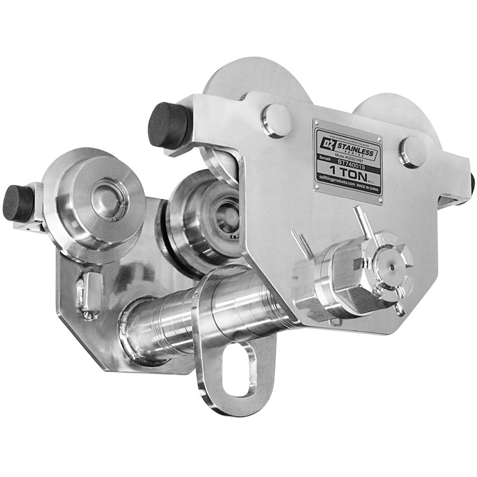 OZ Lifting Products 1 Ton Stainless Steel Push Beam Trolley OZSS1PBT