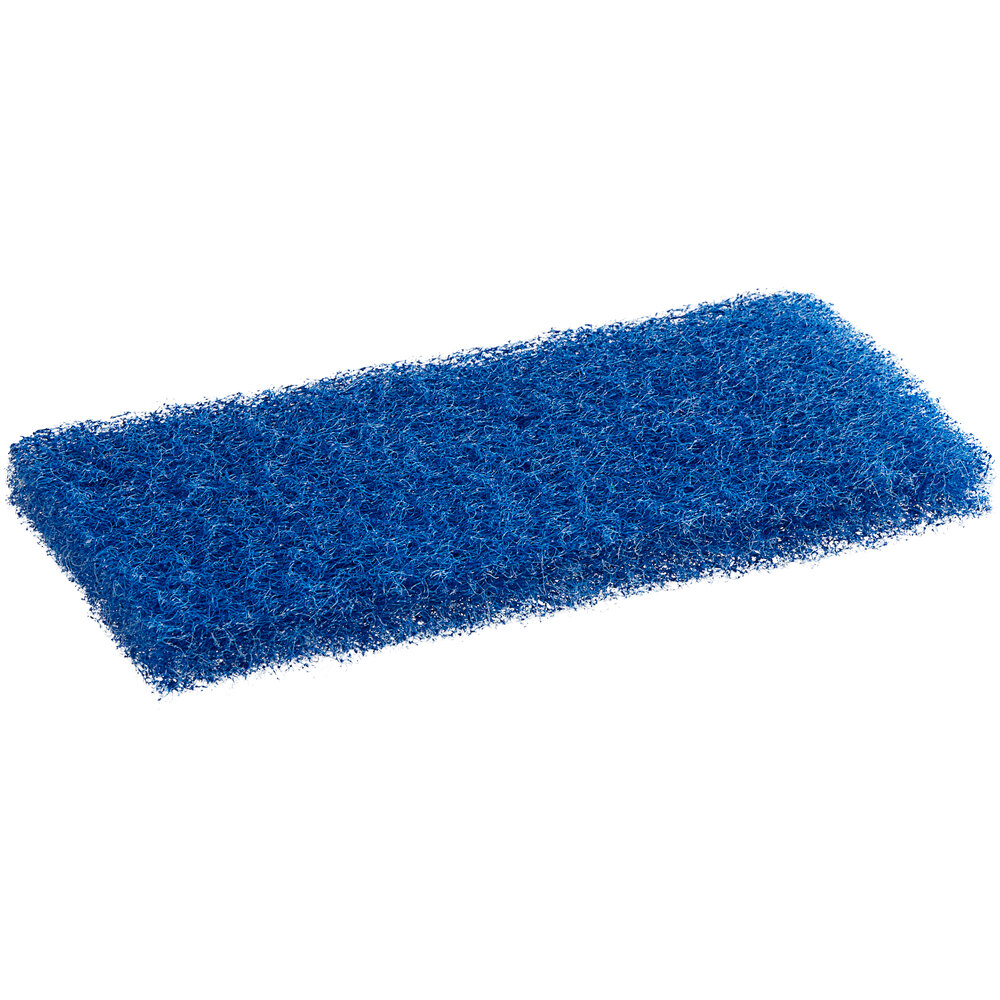 Lavex 10" x 4 1/2" x 1" Blue Multi-Purpose Scouring Pad - 5/Pack