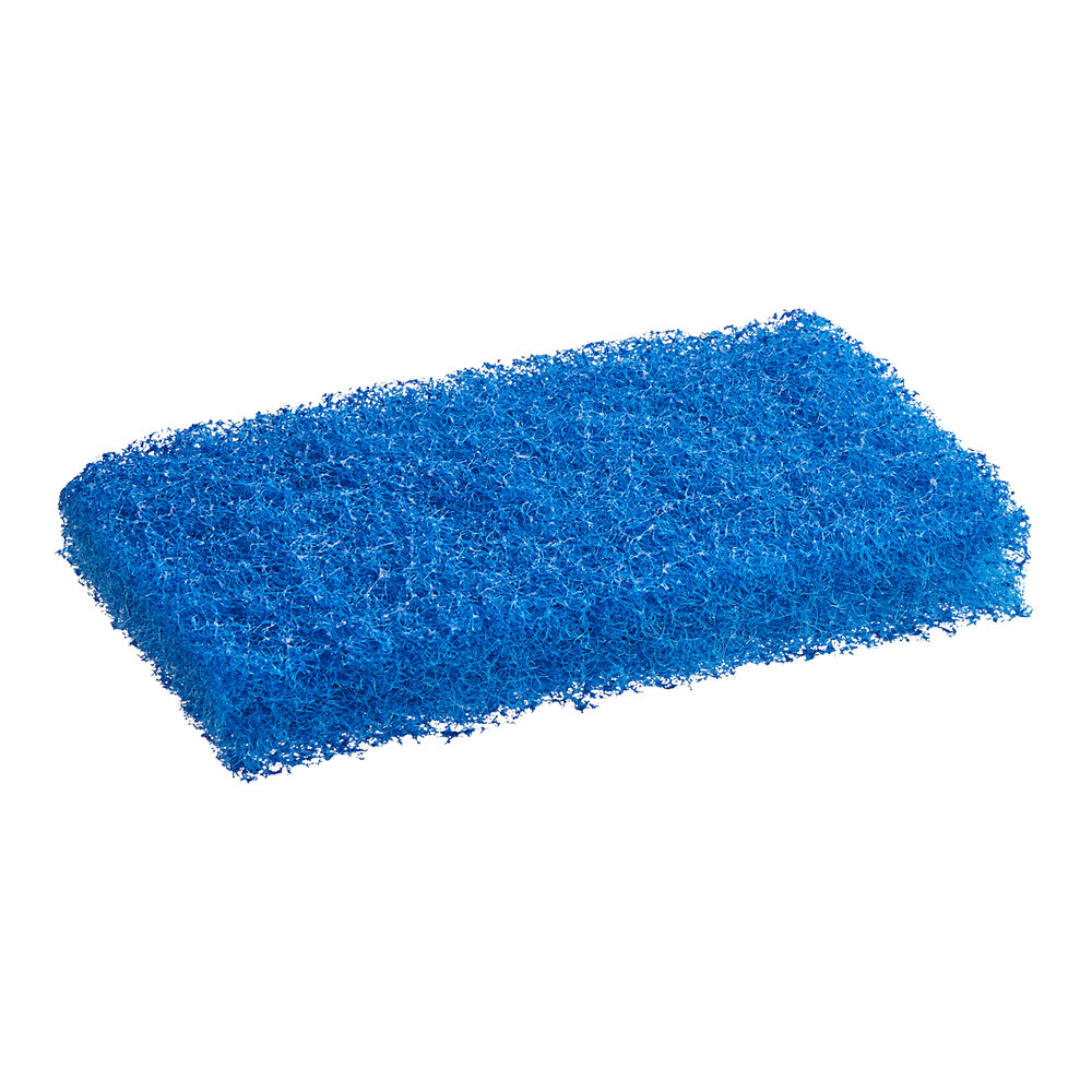 Lavex 6" x 3 1/2" x 7/8" Extra Heavy-Duty Blue Scouring Pad - 10/Pack
